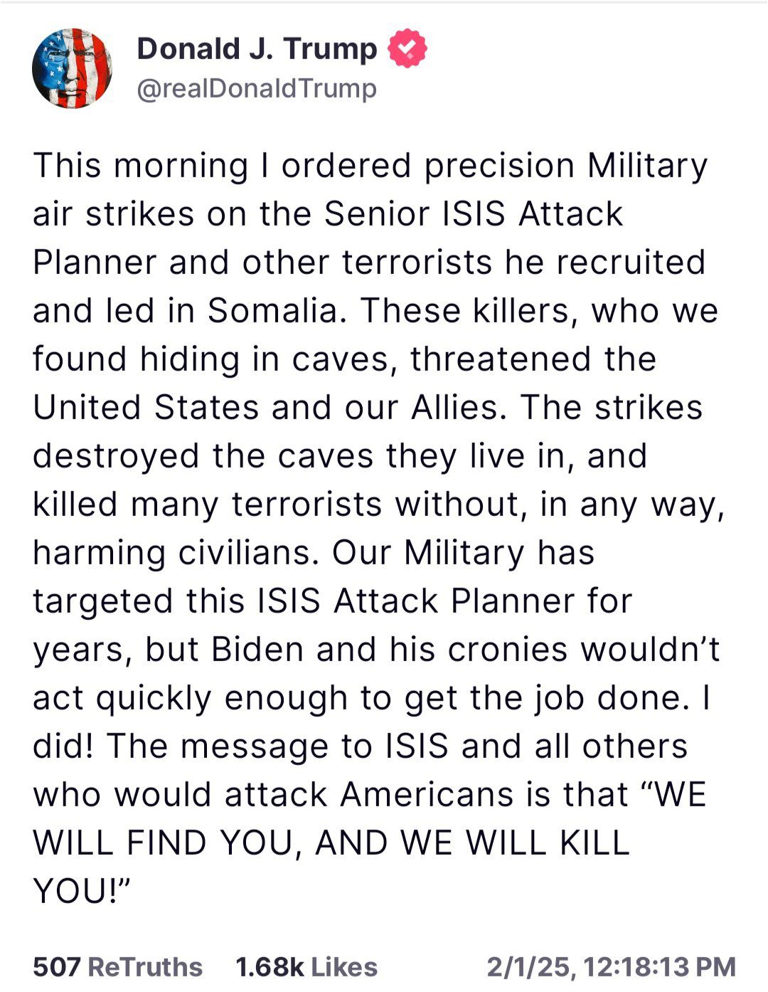 Trump Orders “Military air strikes on” ISIS in Somalia – Puntland Post